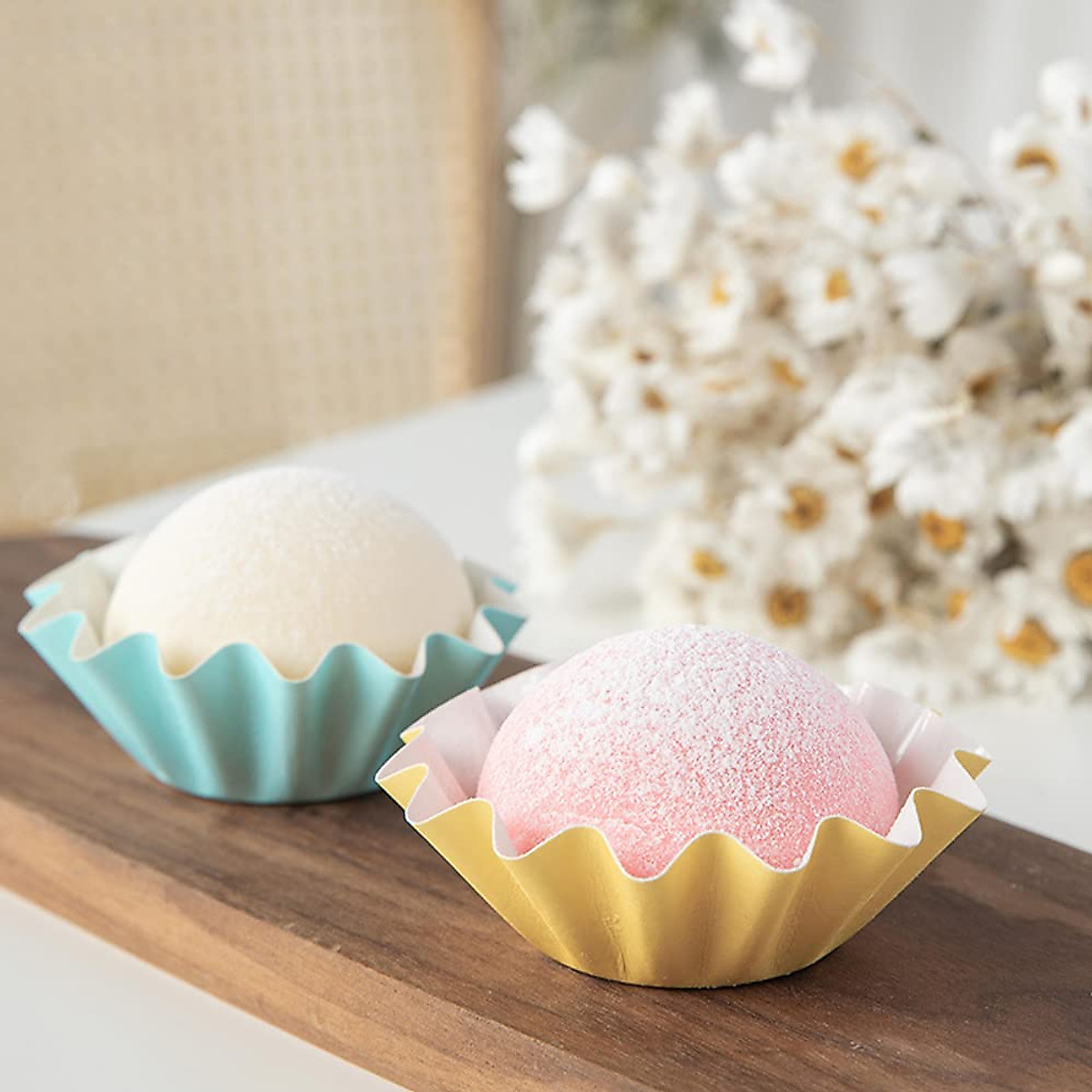 100 PCS Baking Cups Cupcake Liner Flared Brioche Standard Muffin Wrappers Greaseproof Coated Paper Cup for Wedding Birthday Holiday Party or Baby Shower (Brown)