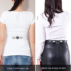 3 Pcs Sweater Clips Vintage Elastic Shawl Cardigan Collar Clips Fit Dress Clips Back Pant Waist Tightener Clothes Brooch Clips for Women,3 Styles