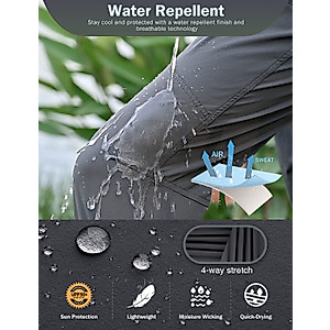 Shallowlulu Men's Hiking Pants Quick Dry Lightweight Waterproof Stretch Cargo Pants for Men with Multi Pockets for Camping Fishing Work(Dark Grey 34W/30L)