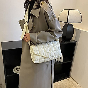 Juoxeepy Puffer Crossbody Bag for Women Puffy Purse Quilted Puffer Bag Padded Satchel Purse Lightweight Puffer Shoulder Bag