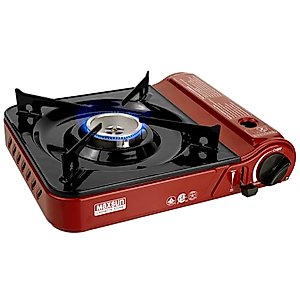 Maxsun Portable Gas Stove MS3800 (Red), 9,560BTU High Power, Camp Stove, Outdoor/Indoor, with Carrying Case