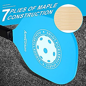 Amicoson Pickleball Paddles - Pickleball Set of 4 Paddles, Indoor & Outdoor Pickleball Balls, Pickleball Paddle Set of 4 Wood Pickleball Racket Ergonomic Cushion Grip, 8 Pickleball Balls & 1 Carry Bag