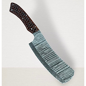 CP-285, Damascus Steel 12.00 Inches Cleaver style Knife – Solid Rose Wood Handle (Damascus Steel 1)