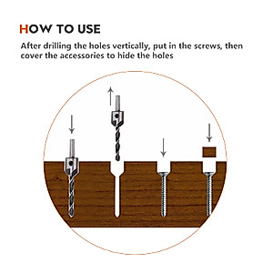 23-Pack Woodworking Chamfer Drilling Tool,5 Flute 90 Degree Countersink Drill Bits,Three Pointed Countersink Drill Bit with L-Wrench,Wood Plug Cutter Tool Drill Bits,Center Punch