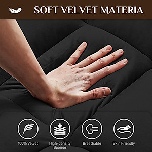 DAMAIFROM Velvet Sleeper Sofa Bed with USB Port, 3-in-1 Convertible Upholstered Loveseat Sofa w/Pull-Out Bed, Modern Futon Couch Bed with Adjustable Backrest for Living Room, Small Space, Black