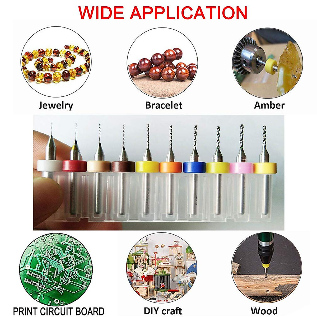 Micro Drill Bits - 10Pcs 0.3mm to 1.2 mm Tungsten Carbide PCB Print Circuit Board Tip Rotary Tool Jewelry CNC Engraving Drill Bits Set for PCB Circuit Board, Dremel PCB Jewelry Making (0.3-1.2mm)