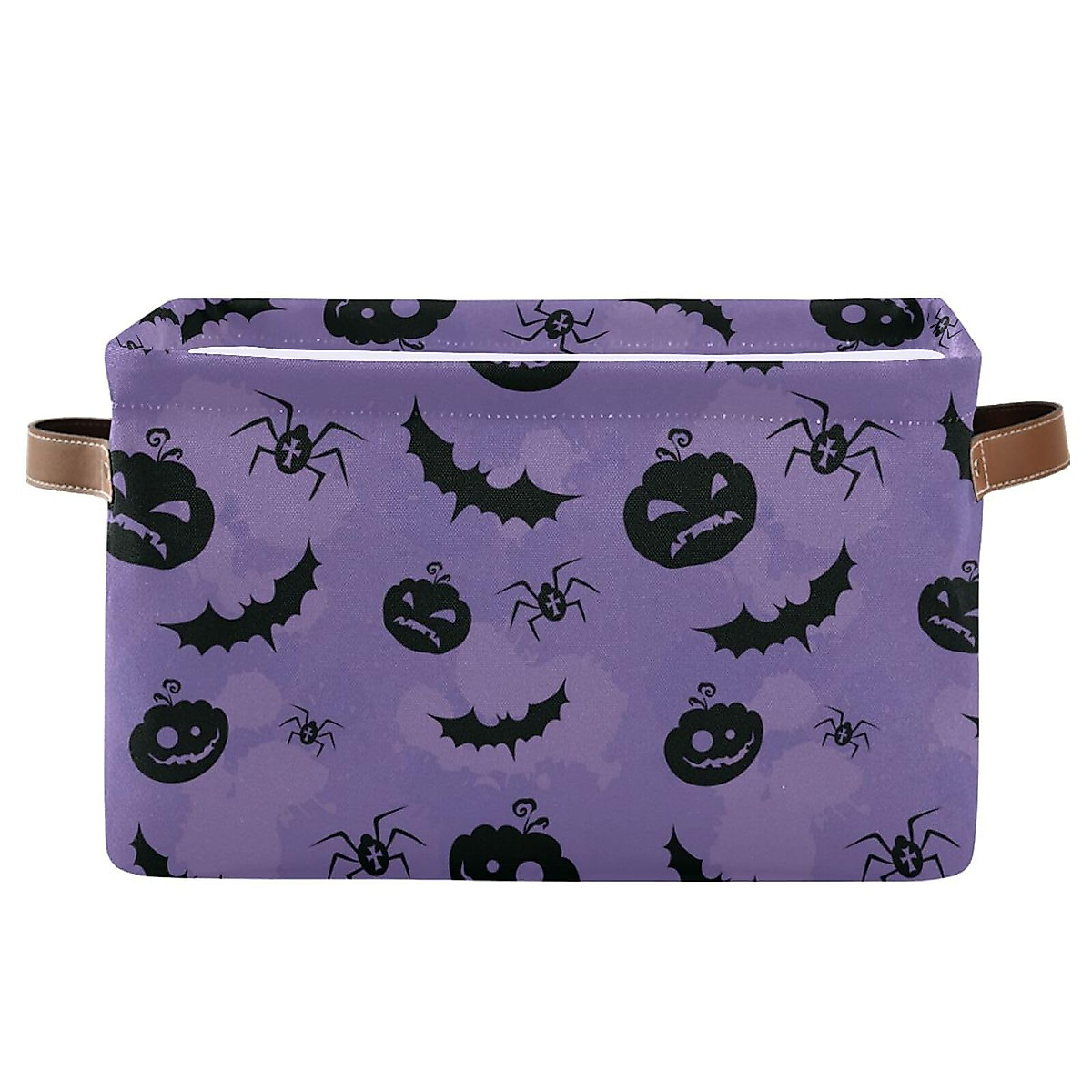 Foldable Storage Basket, Cube Organizer Bins Halloween Pumpkin Bat Cube Bag Dual Handles for Closet Shelf
