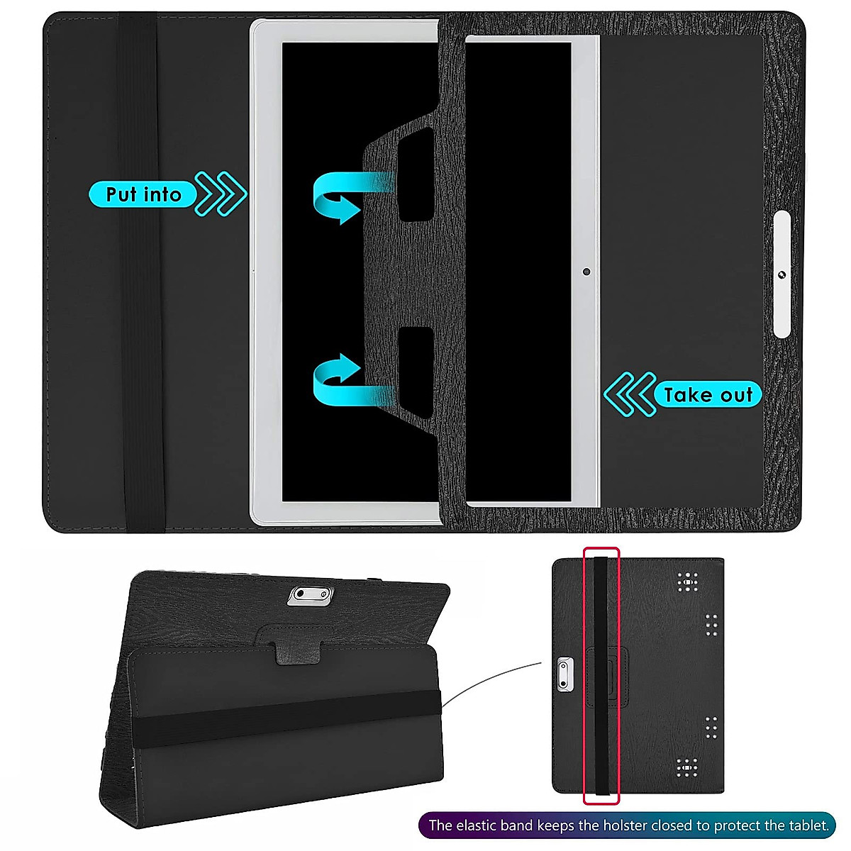 DETUOSI 10.1 inch Android Tablet Case,PU Leather Folio Cover Compatible with YELLYOUTH 10.1,Yuntab 10.1 (K107/K17),Plum 10,Lectrus 10,Victbing 10,Hoozo 10,Wecool 10.1,KUBI 10.1,Winsing LLLCCORP 10