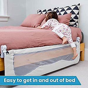 Bed Rail for Toddlers & Infants – Kids Bed Safety Guard rail –Toddler Bed Rails for Twin, Full Size, Queen &King Mattress – baby bed rail For children – Extra Long Crib rail Guard -White (59L19.5H in)