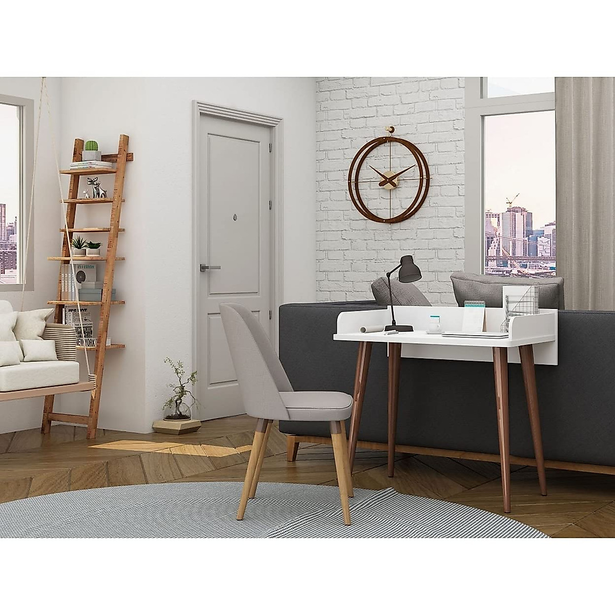 Manhattan Comfort Hampton Solid Wood Home Office Desk in Black