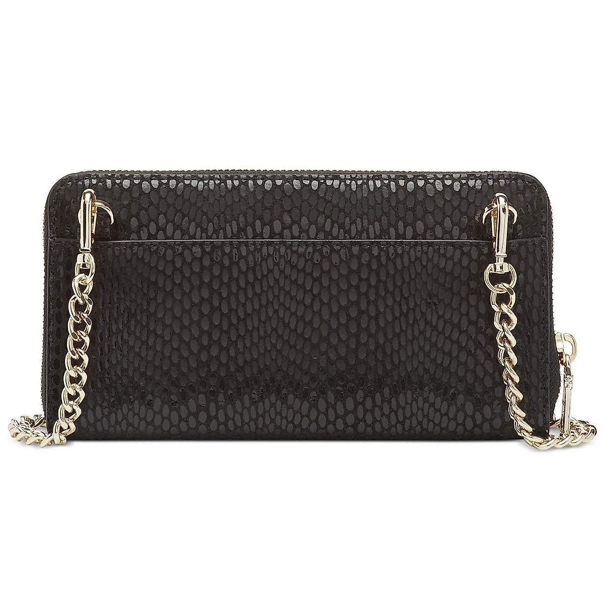 DKNY Sally Leather Zip Around Wallet on a Chain - Black