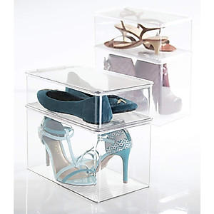 iDesign Plastic Box, Closet Storage Holder for Organizing Flats, Wedges, Athletic Shoes, Sandals, Clothing, 7.25" x 12.75" x 5", Clear