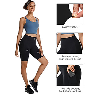 Stelle Womens High Waist Biker Cycling Gym Running Volleyball Workout Yoga Shorts (Medium, Silky Soft Compression-8" Black)