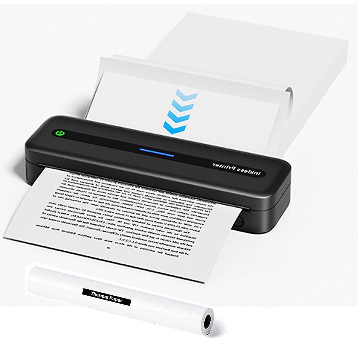 Zoolion 1 Wireless Portable Printer & 1 Thermal Paper Roll 8.5"x11" & 100 Folded Thermal Paper 8.5"x11"