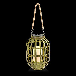 Alpine Corporation QLP1358SLR-HH-TM Alpine Metal Solar Lantern, Weathered Green