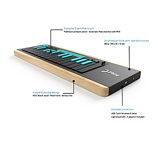 Piano Pad Accessory for J-Play MIDI controller - 25 Keys and Effect Zone, Dedicated Musical App Included, Plug & Play Music instrument Water Edition