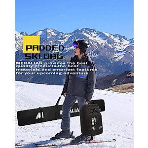 MERALIAN Padded Ski Bag,Waterproof Full Padded Ski Travel Bag with Adjustable Shoulder Strap. (Black, 170CM)