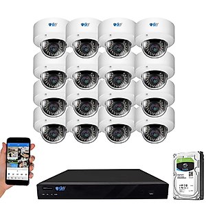 GW Security 16 Channel 4K NVR 5MP Outdoor Indoor Security Camera System - 16 x Dome 5MP 1920P Weatherproof 2.8-12mm Varifocal Zoom Microphone AI Human Detection IP PoE Cameras, 4TB Hard Drive