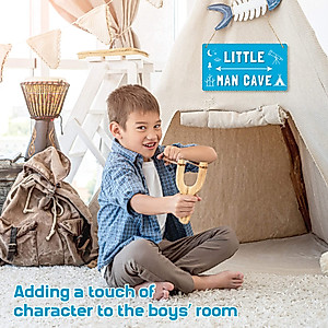 Little Man Cave, Toddler Boy Room Decor, PVC Plastic Decoration Hanging Sign, Water proof, Kids Room Signs For Door