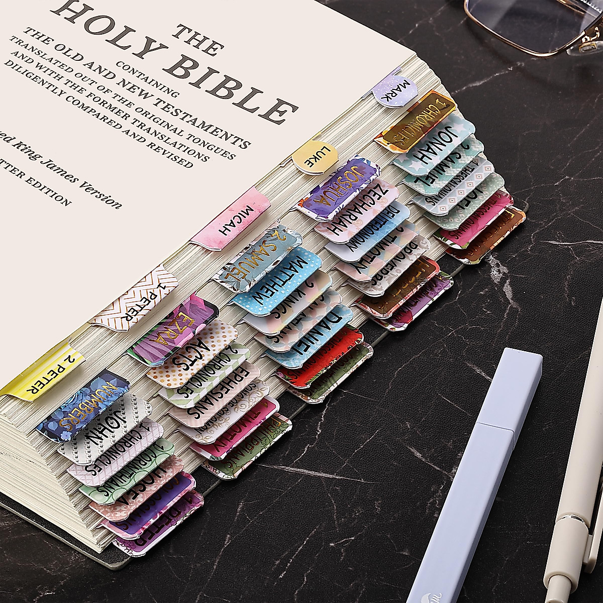 Mr. Pen- Bible Tabs, 3 Different Design, 222 Tabs, Bible Journaling Supplies, Bible Tabs Old and New Testament, Bible Tabs for Women, Bible Book Tabs, Bible Study Supplies, Tabs for Bible