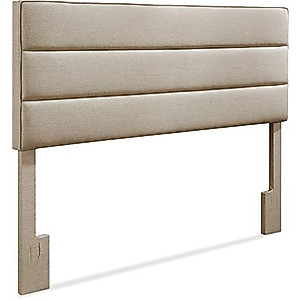 Serta Palisades Collection Upholstered Padded Headboard Modern Tufted Design, Soft Linen-Textured Fabric, Eastern King, Beige
