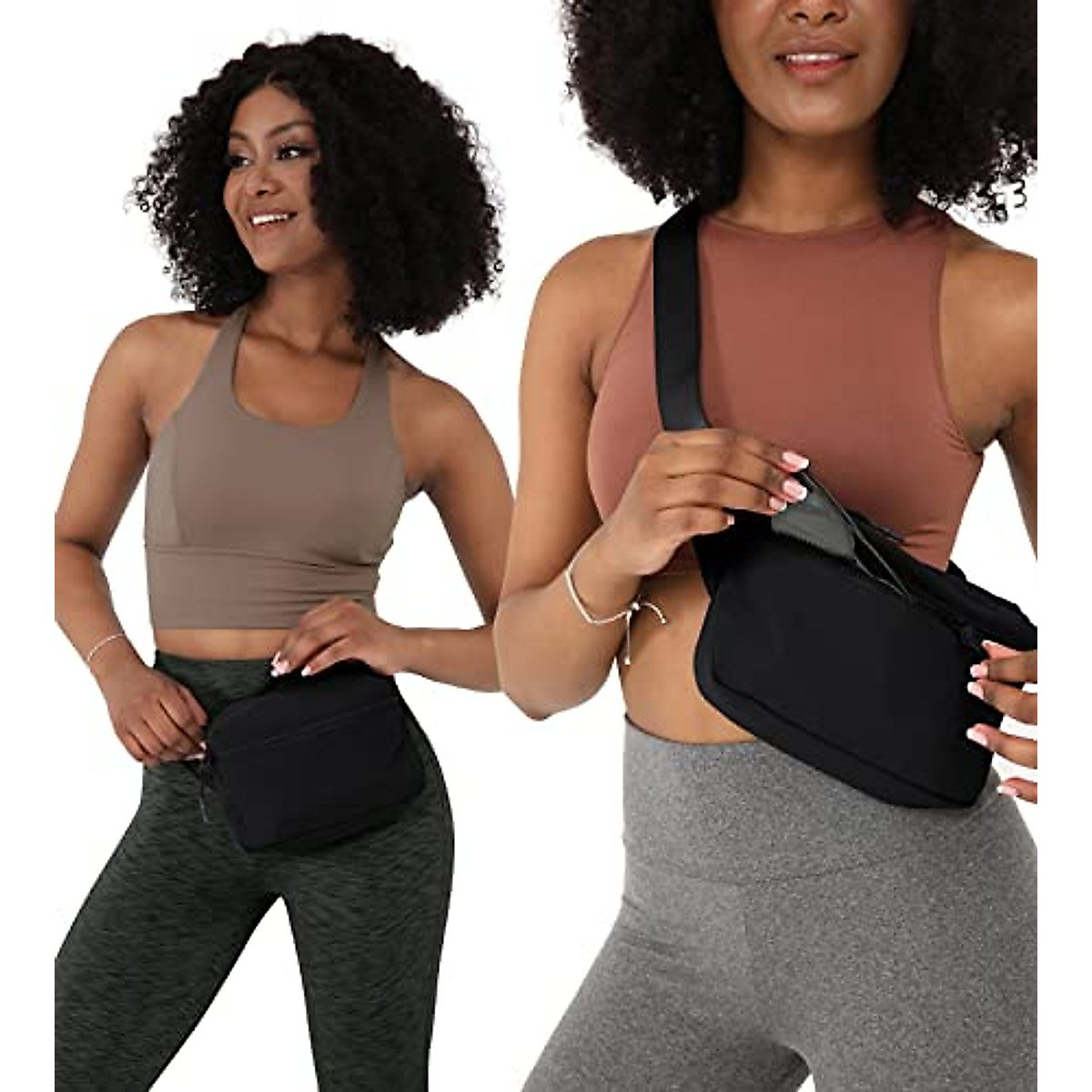 ODODOS 2L Belt Bag for Women Men, Crossbody Fanny Packs with Adjustable Strap Waist Pouch for Workout Hiking Running Travel, Black