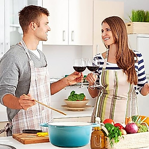 COOKWIN Enameled Cast Iron Dutch Oven, 5 QT Bread Baking Pot with Self Basting Lid, Non-stick Enamel Coated Cookware Pot, Great Christmas Gifts for Family, Teal