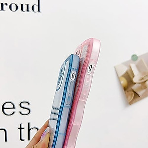 JYJFMLZC Compatible with iPhone 14 Pro Wavy Edge Shiny Stars Clear Cute Phone Case for Women Girls All-Around Soft TPU Anti-Collision Anti-Shock Transparent Phone Case for iPhone 14 Pro-Clear