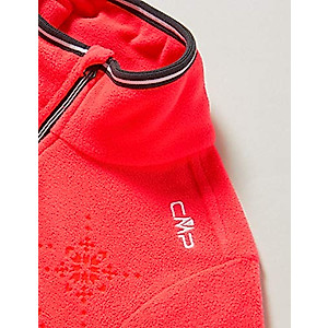 CMP Girls' Felpa in Pile Arctic Fleece con fiocchi di Neve Jumper, Red Fluo, 110