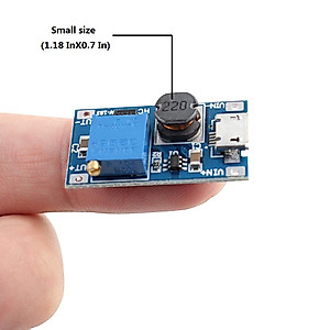 Eiechip dc to dc Step up Converter DC Voltage Regulator Voltage Converter Step Up dc Boost Converter USB Power Module Supply Module 2V-24V to 5V-28V 2A MT3608 Mico USB (Pack of 10)