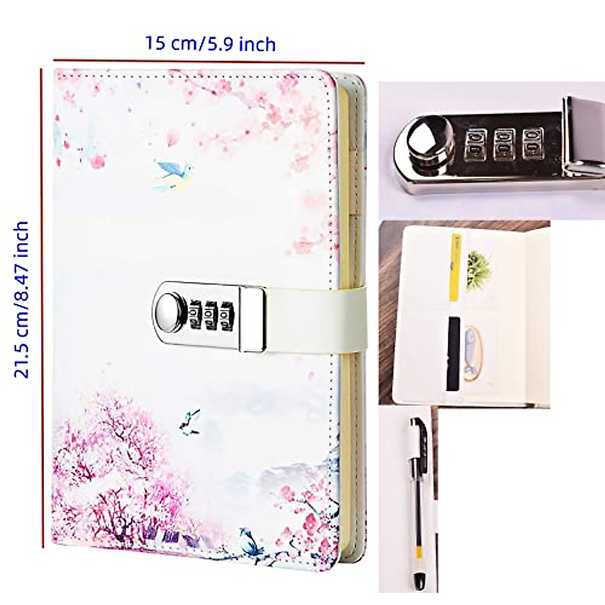 JunShop Creative Password Lock Journal Locked Diary Digital Locking Diary Notepad Book Combination Journal Diary with Lock A5 Planner Cover (Style 4)