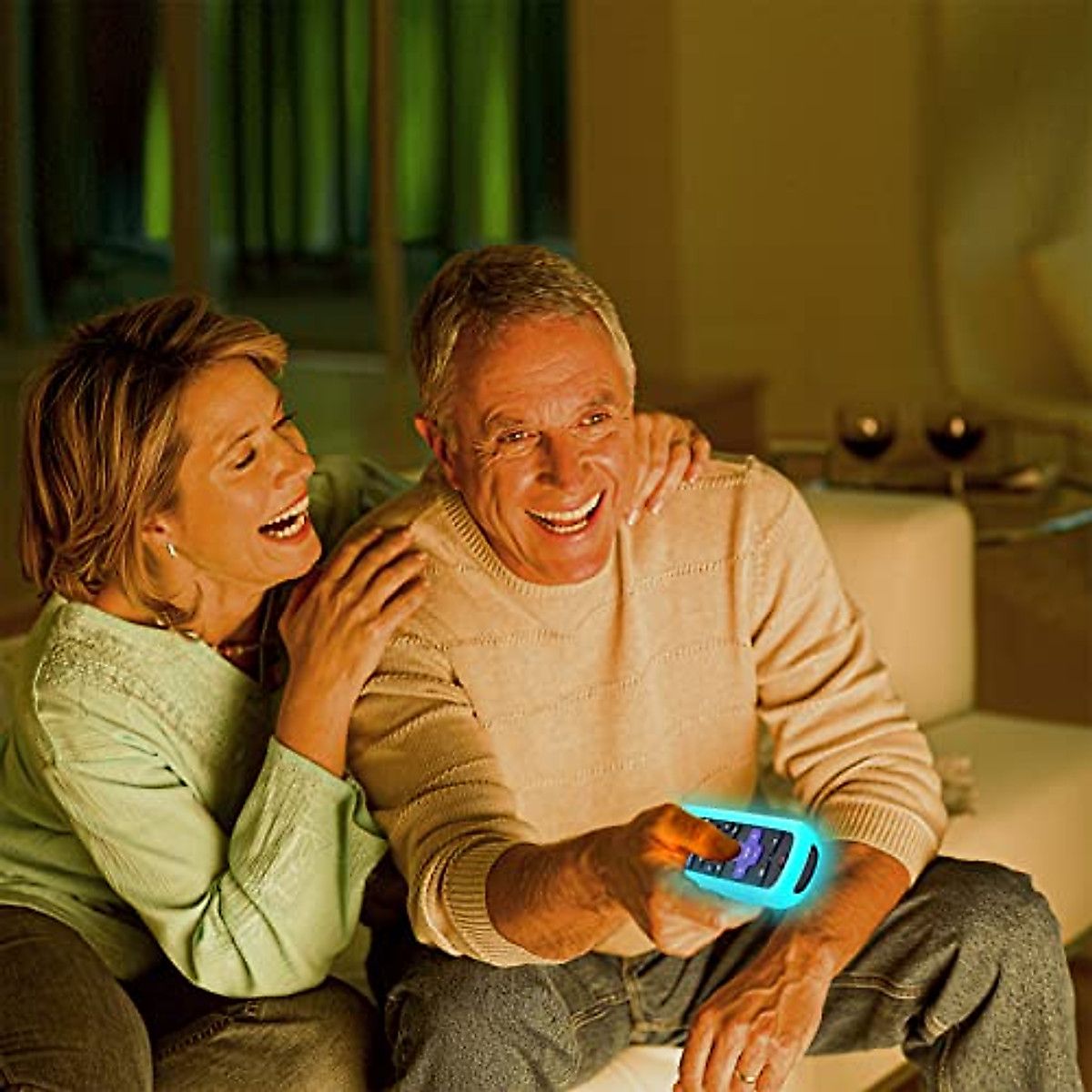 2Pack Case for Roku Headphone Remote, Battery Cover for Roku Voice Pro Remote, Rechargeable Control with Headphone Jack Silicone Sleeve Skin Glow in The Dark