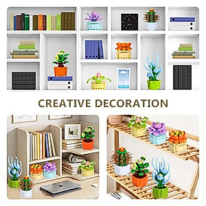 MOONTOY Succulents Artificial Plants Set Building Blocks Toys, 6 Packs Birthday Gifts for Adults Kids, Succulent Botanical Collection Flower Bouquet Kit Home Office Decor Bonsai Creative Gift (521PCS)