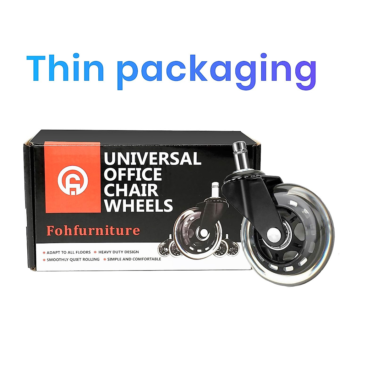 Fohfurniture - Universal Desk and Office Chair Wheels Replacement, Smooth Rolling Caster Wheels for Most Chair Types, Keeps Floors Scratch-Free, Noiseless Chair Rollers, Set of 5