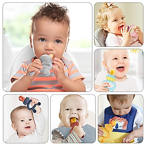 haakaa Baby Food Feeder/Fruit Feeder Pacifier Silicone Baby Feeder for Babies Infant Teething Toys for 4 Months+ BPA Free, with Pouch Cover(1 Pack, Slate Grey)