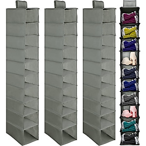 4 Pack Hanging Shoe Shelves 10 Shelf Hanging Shoe Organizer Holder for Closet Space Saving Hanging Shoe Rack Shoe Hanger Hanging Storage Organizer for Shoes, Hats, Purses, Handbags