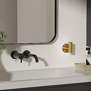 Kruodop Adhesive Hooks Towel Hooks for Bathroom,2 Packs Wall Mount Towel Holder, Matte Wall Robe Hook,Stainless Steel Heavy Duty Door Hanger Towel Hook for Kitchen, Bedroom,Hotel - Gold