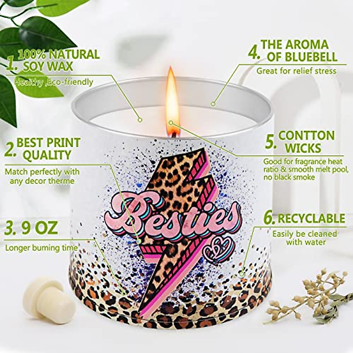 Jucham Friendship Gifts for Women Friends, Funny Candles Gifts for Women Birthday Unique 9oz Natural Soy Wax Jar Candle - Wild Bluebell Aromatherapy Candles for Sister