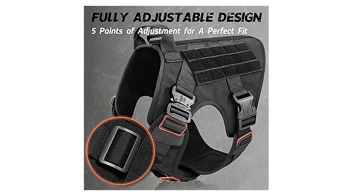 Heavy Duty Tactical Dog Harness for Large Breeds | No-Pull Control