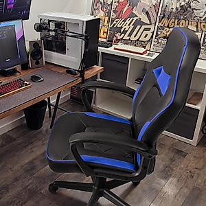 VICTONE Office Chair PC Gaming Chair Desk Chair PU Leather Executive Computer Chair Swivel Office Chair with Lumbar Support (Blue)