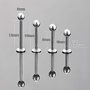 Ftovosyo Labret Barbell 24PCS Monroe Lip Barbell Ring Helix Earring Tragus Cartilage Studs Surgical Steel Piercing Jewelry for Women Men 16G 6mm 8mm 10mm 12mm