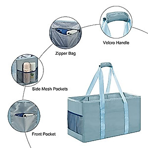 Steranka Extra Large Utility Tote Bag,Large Tote Bag Reusable Grocery Bags Collapsible Tote for Groceries,Storage,Picnic,Beach,Light Blue