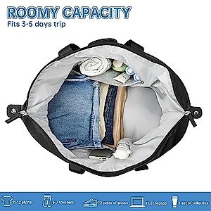 ETRONIK Weekender Bag with 15.6" Laptop Compartment, Travel Duffle Bag with Shoe Compartment & Wet Pocket, Carry On Overnight Bag with Toiletry Bag for Women, Gym Tote Bag Hospital Bag, Black