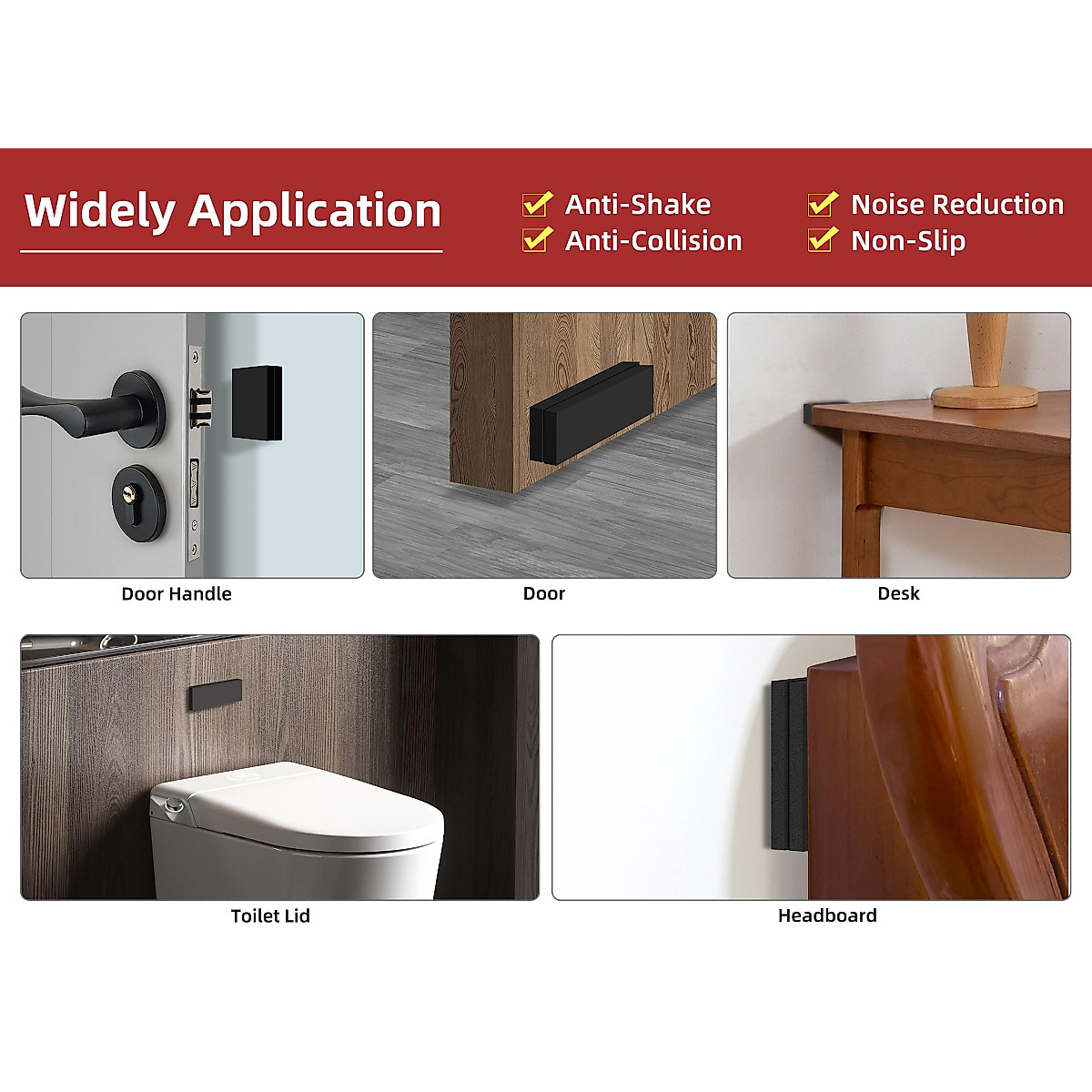 Anti Shake Headboard Stoppers Bed Stopper for Bed Frame Headboard,Anti Vibration Soundproof Pads Furniture Pads,Wall Protector for Headboard,Black