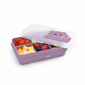 melii Mini Snackle Box – 6 Compartments, Divided Snack Container, Food Storage for Kids and Adults, Removable Dividers, Arts & Crafts, Beads, BPA-Free, Purple Cat