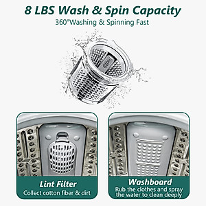Giantex Portable Washing Machine, Washer and Spinner Combo 8lbs, with Faucet Adapter, 1 cu.ft 6 Program 6 Water Levels Built-in Drain Pump, Top Load 2 in 1 Full Automatic Laundry Washer Apartment Dorm