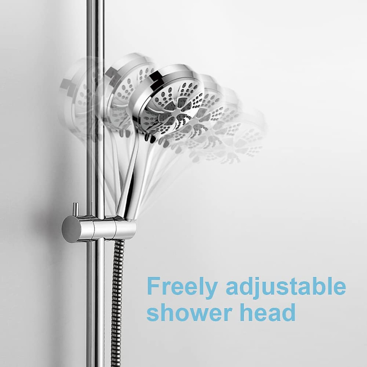 OFFO Shower Slide Bar 27 Inches Adjustable Installation Distance 15-26 Inches with 360° Adjustable Handheld Shower Head Holder for Bathroom, Screw Wall Mounted, Chrome Finish