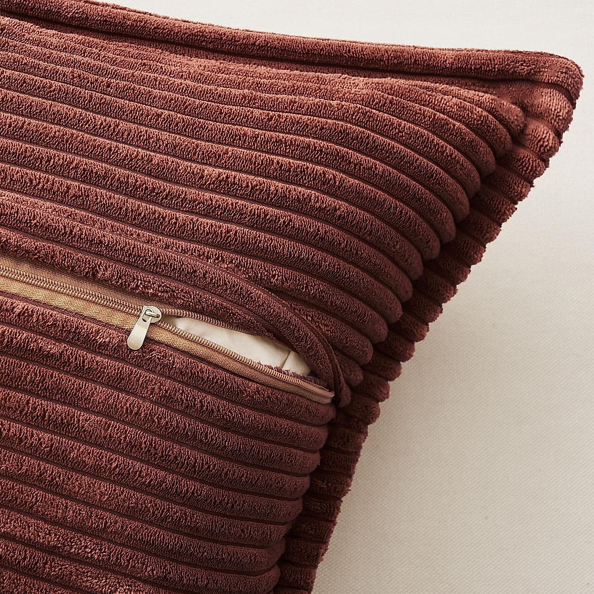 Topfinel Burnt Orange Fall Decorative Throw pillows covers 18x18 Inch Set of 4,Rustic Corduroy Striped Splicing Yellow Green Orange Pillowcase Home Decor,Square Cushion Covers for Couch Sofa Bed