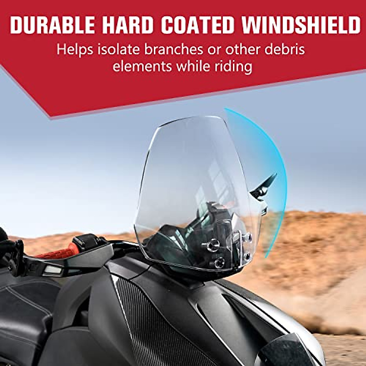 Ryker Adventure Wider Windshield, A & UTV PRO New Upgrade XXL Adjustable Vented Translucent Clear Hard Coated Windscreen Wind Deflector for Can Am Ryker All Models Accessories, Replace OEM #219401032