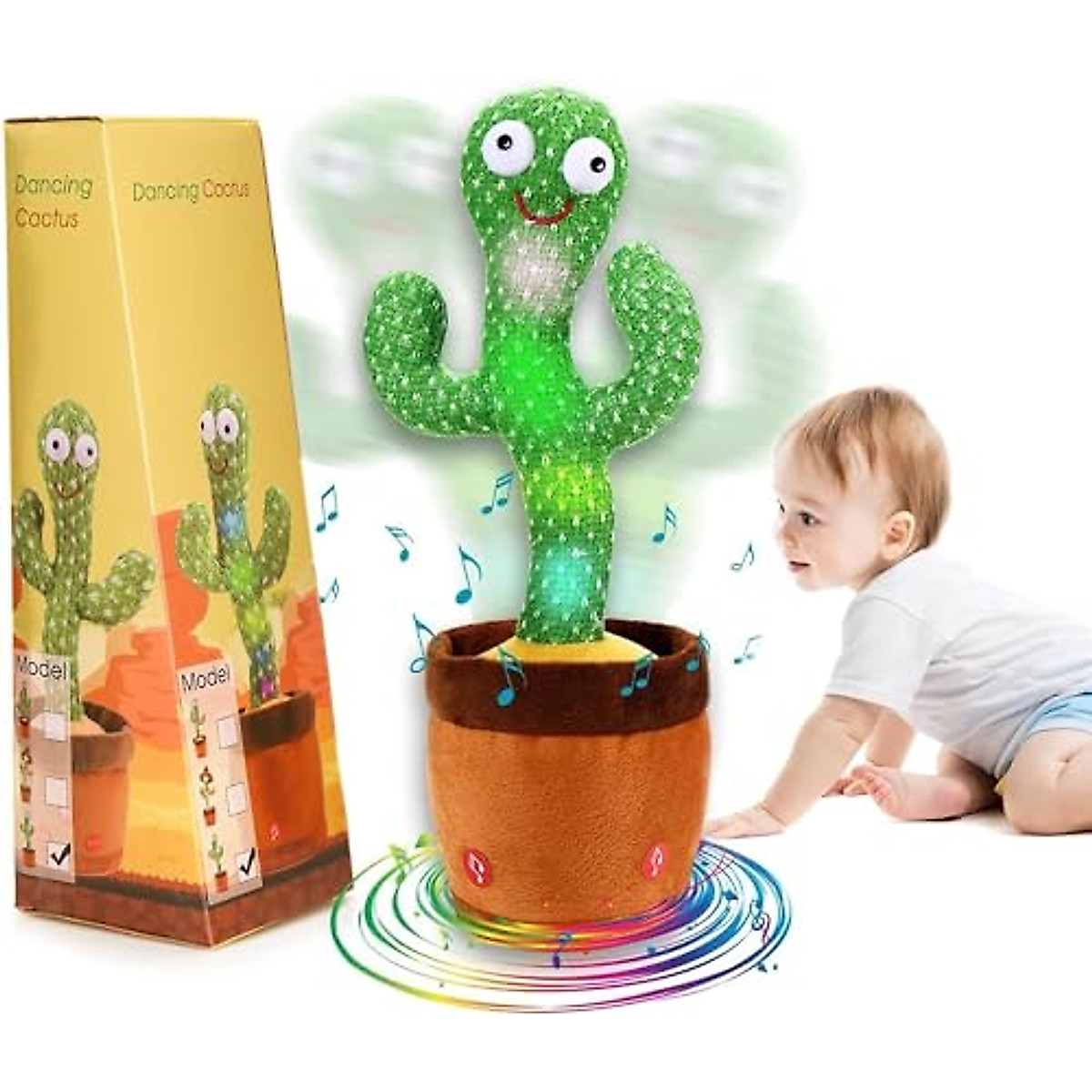 LUKETURE Talking Cactus Baby Toys, Dancing Cactus Mimicking Toy, Singing Cactus Toy Repeat & Record What You Say with 120 English Songs, Electronic Light Up Interactive Toy for Toddler